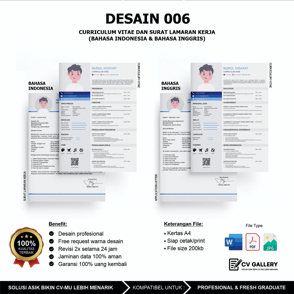 Jual DESAIN PROFESIONAL CV DAN SURAT LAMARAN KERJA (DESAIN 006) | Shopee Indonesia