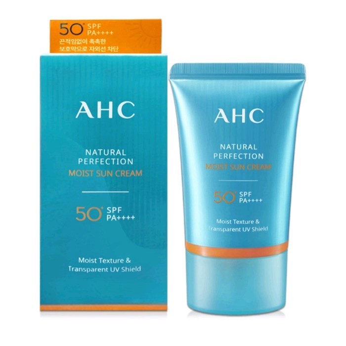 Jual AHC Natural Perfection Moist Sun Cream SPF50+ PA+++/ Sunscreen ...