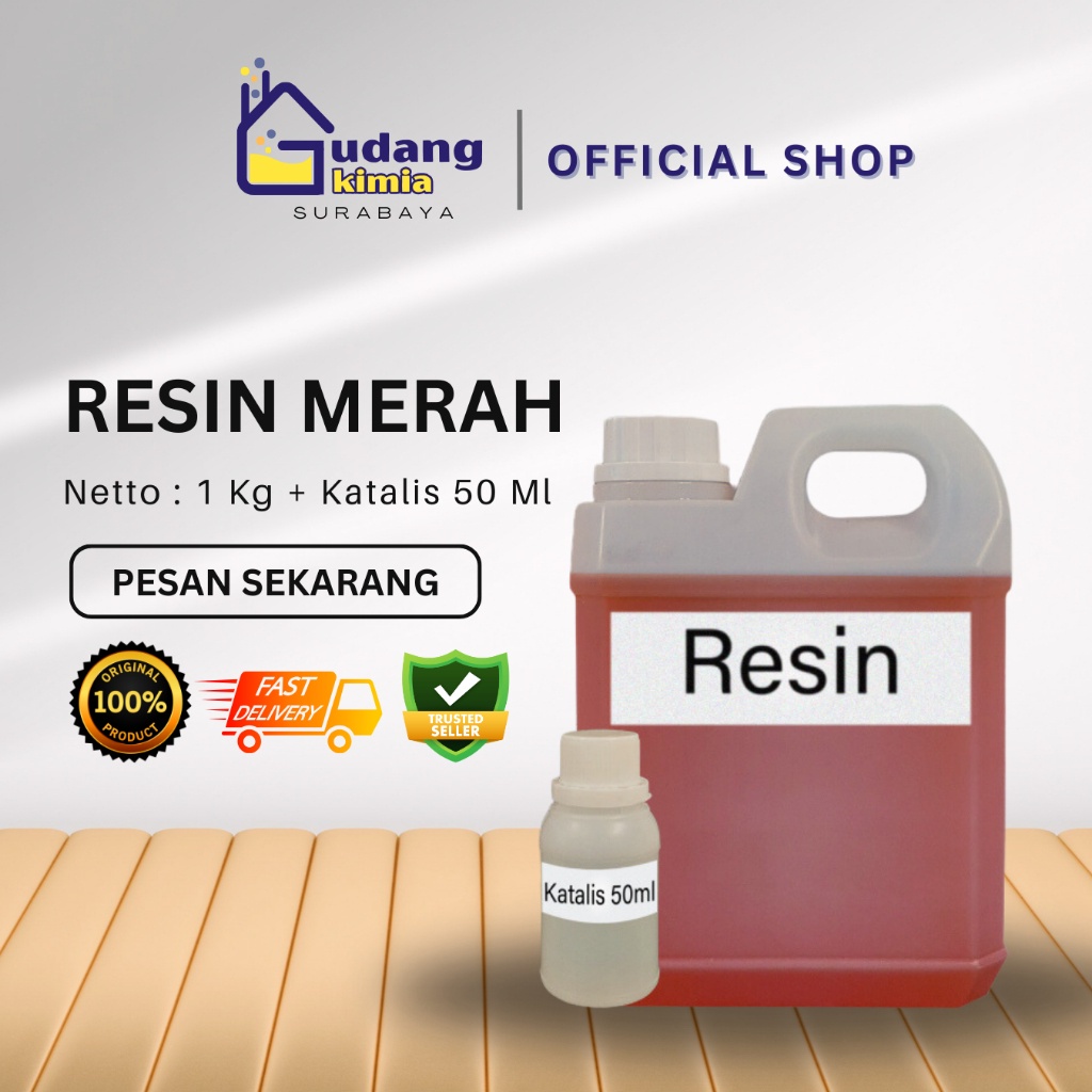 Jual Resin Merah / Resin Poly-ester Merah 1 Kg + Katalis 50 ml | Shopee ...