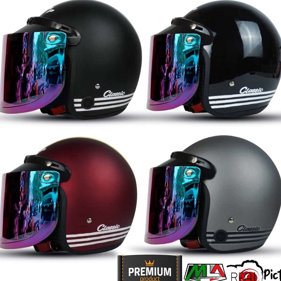 Jual TREND TERBARU Helm Bogo Retro Classic Pria Dan Wanita Dewasa SNI ...