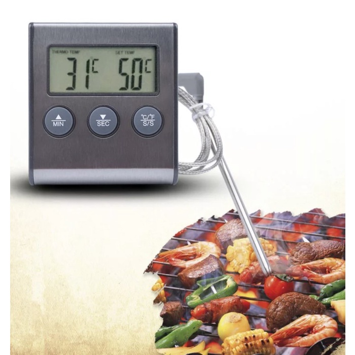 Jual Oven Probe Cooking Thermometer Timer Alarm Chicken Steak Meat Bbq ...