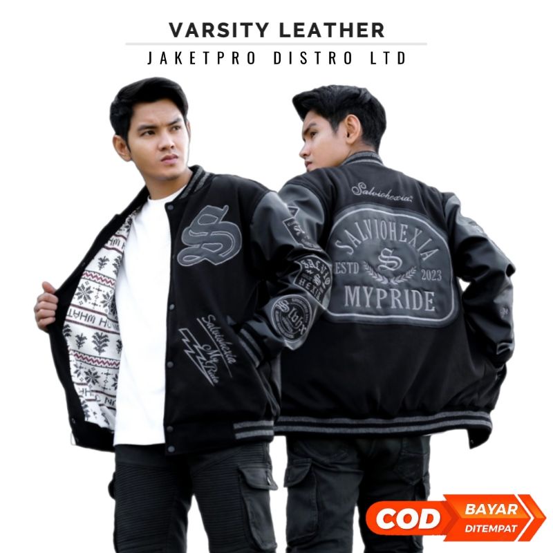 Jual Jaket Varsity Pria Bozan Full Bordir Kombinasi Leather Salvio ...