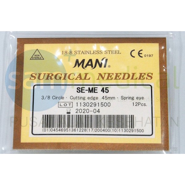 Jual MANI SE-ME 45 mm Jarum Hecting Jahit Kulit Suture Needle | Shopee ...