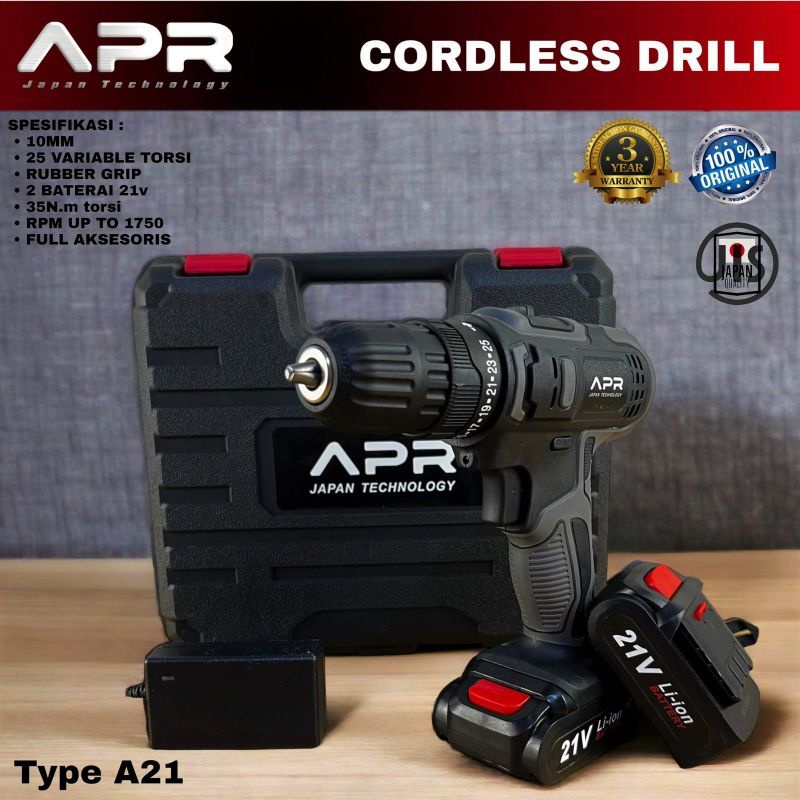 Jual Bor Cordless APR JAPAN Type A 21v Mesin Bor Baterai Multifungsi ...