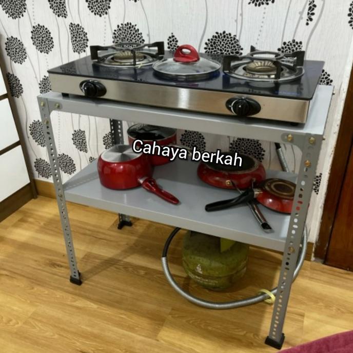 Jual Rak besi meja kompor 2 susun - 40x80cm, Abu2, Tinggi 50cm | Shopee ...