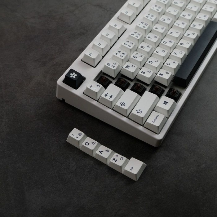 Jual Minimalist White Black Theme Keycaps Pbt Cherry Profile Japanese ...