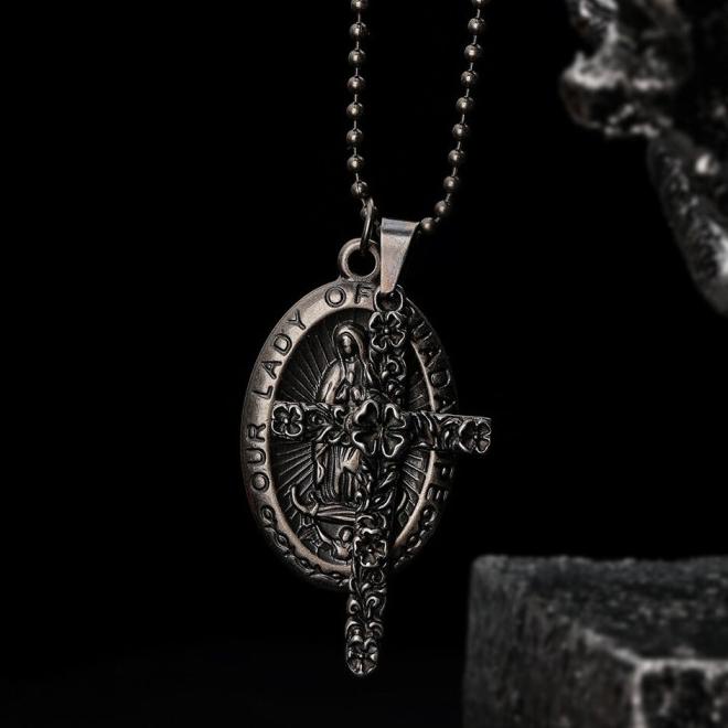 Jual Baja Tahan Karat Mary And Liontin Salib Kalung Hip Hop | Shopee ...