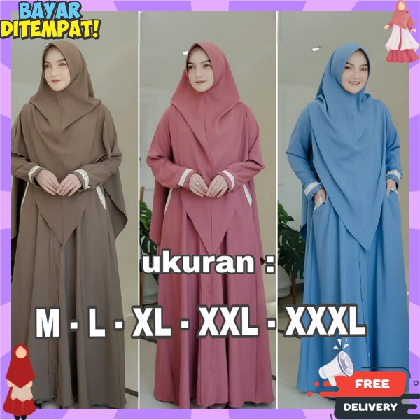 Jual Famis Ibu Ibu Kekinian Hamis Estetik Syari Ganis Gamis Jumbo Plus Khimar Terkini Gsmis ...