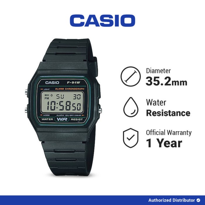 Jual [READY INSTANT] Casio Jam Tangan Original Pria F-91W-3DG Digital black | Shopee Indonesia