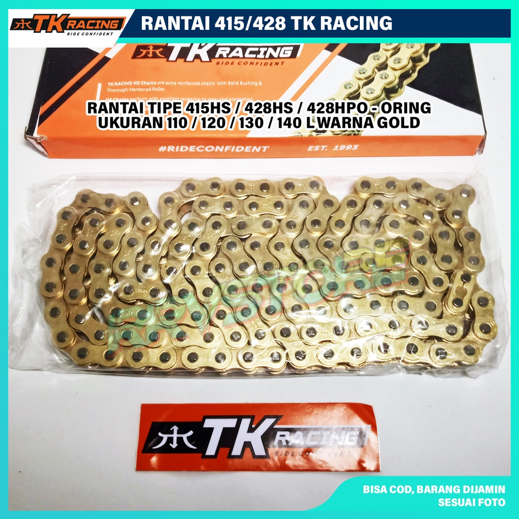 Jual Rantai Motor TK Racing 415/428 Ukuran 110/120/130/140 L Tipe HS/HPO Oring Warna Gold Rantai ...