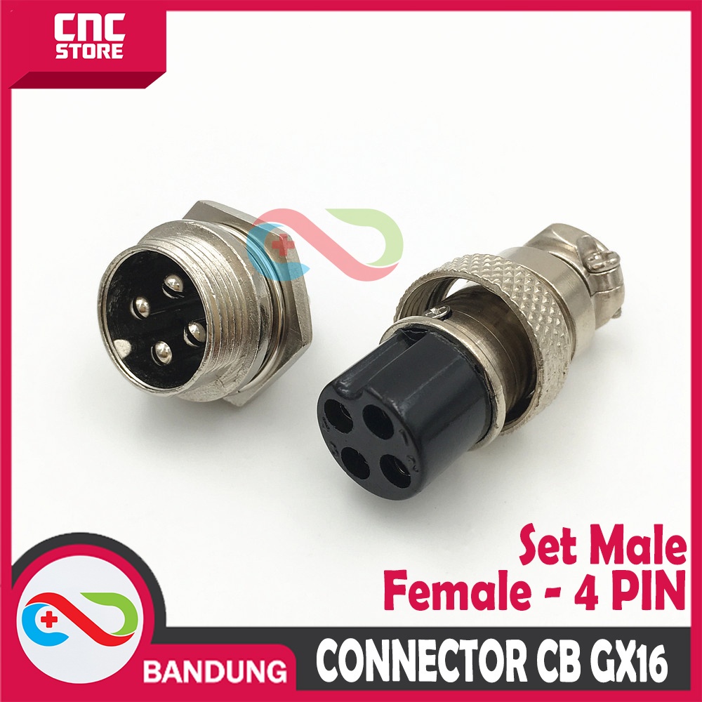 Jual AVIATION PLUG CONNECTOR CB GX16 16MM SET MALE FEMALE - 4 PIN | Shopee Indonesia