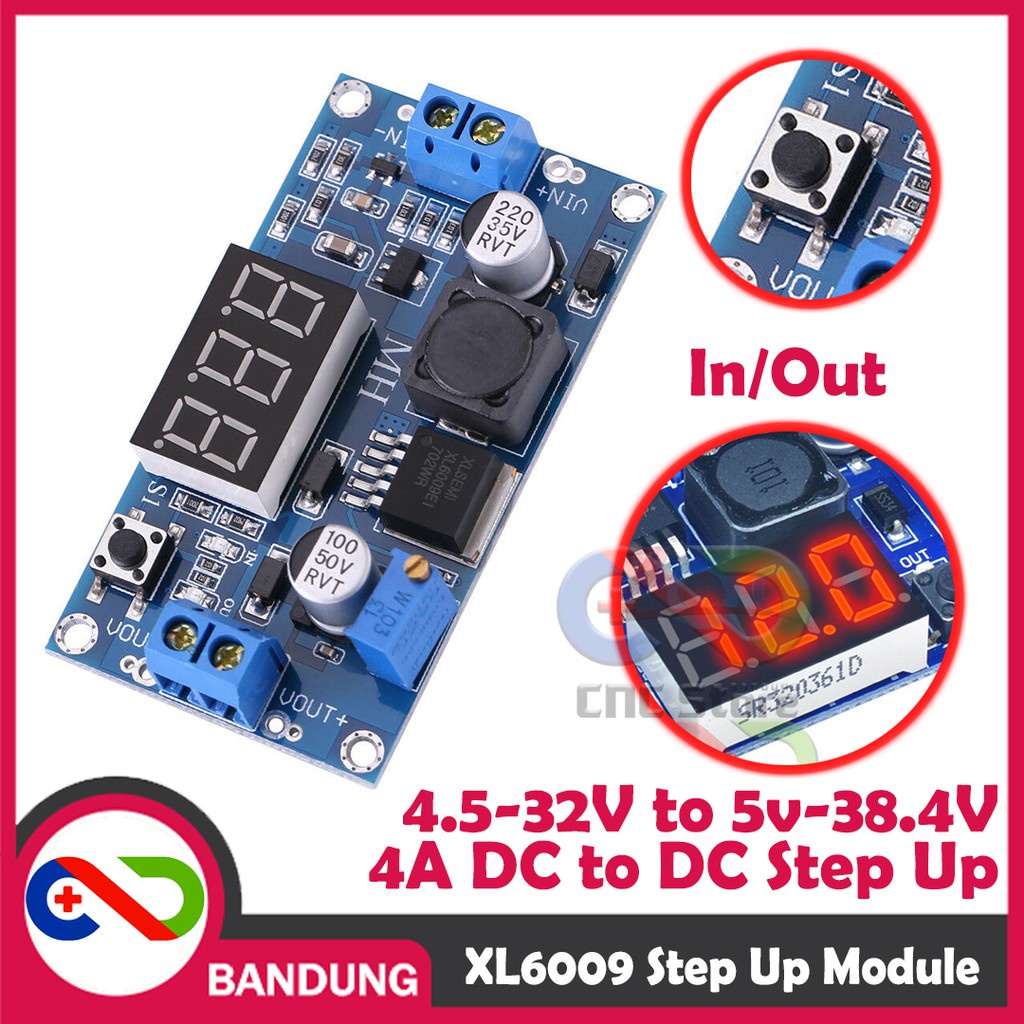 Jual MODULE STEP UP STEP-UP XL6009 ADJUSTABLE DC TO DC BOOST CONVERTER 4A VOLTMETER | Shopee ...