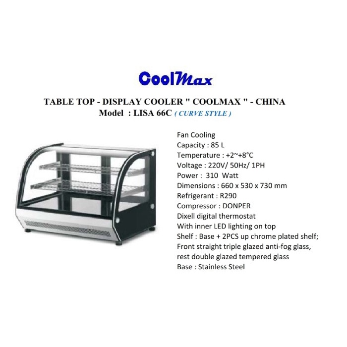Jual [New Ori] Coolmax Table Top -Display Cooler Rectangular Style Lisa ...