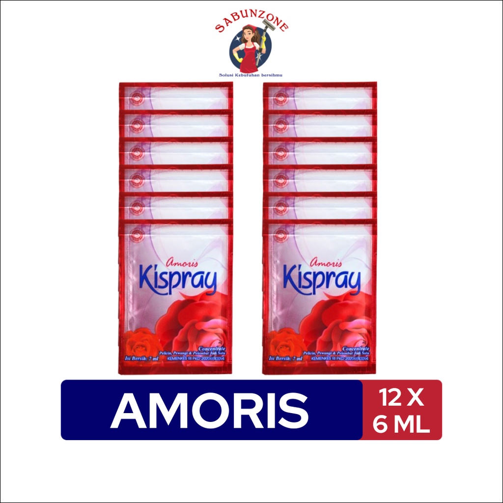 Jual Paket Murah Pewangi Pakaian Kispray Amoris Merah Sachet 6 ml x12 ...