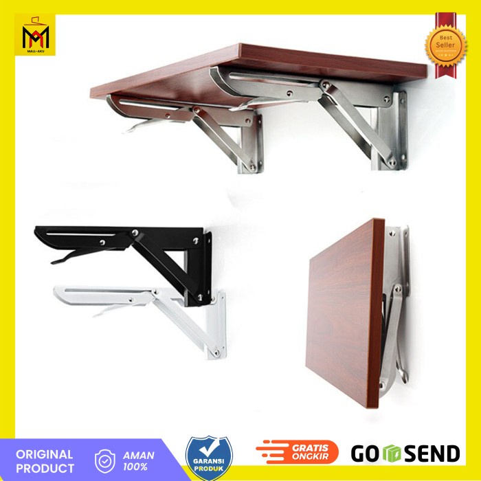 Jual Braket Engsel Siku Segitiga Rak Dinding Lipat Baja Tahan Karat 2 ...