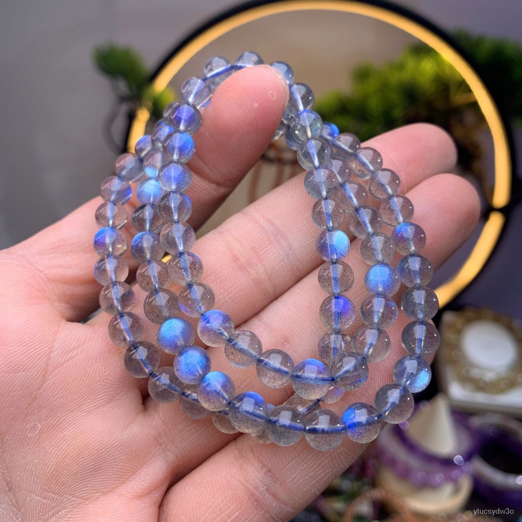 Jual Gelang Batu Bulan Abu-abu Kristal Alami Tiga Lingkaran Manik-manik ...