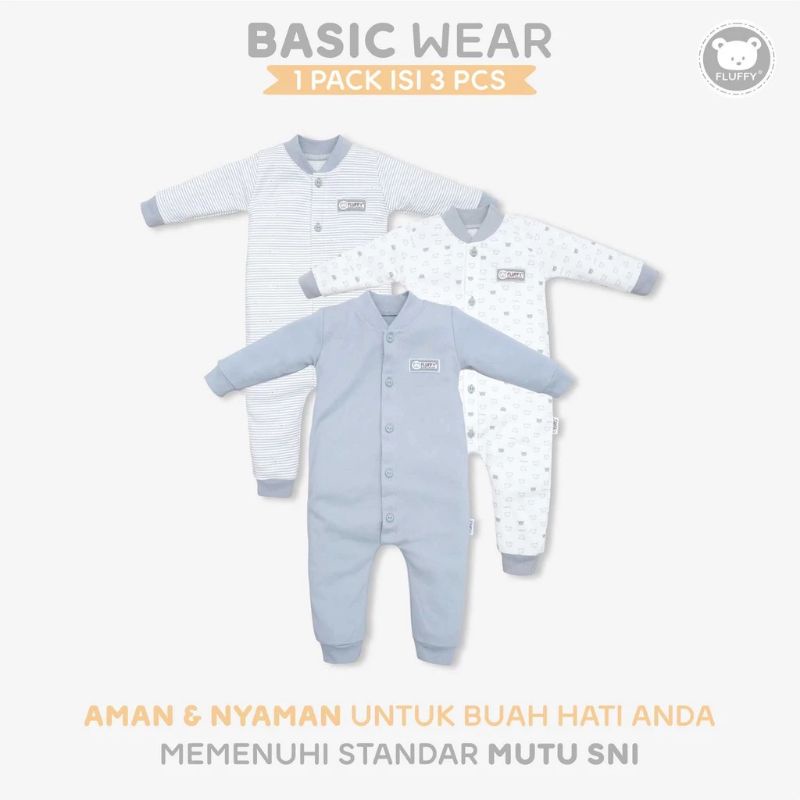 Jual 3 set fluffy basic wear jumpsuit fluffy sleespuit fluffy isi 3 yaa ...