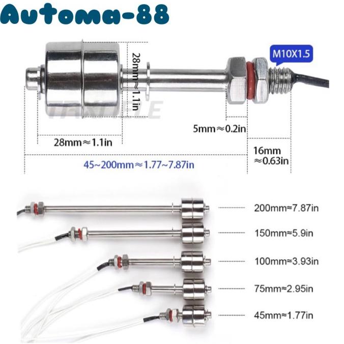 Jual Stainless steel float switch 10cm 15cm 20cm 30cm level sensor ...