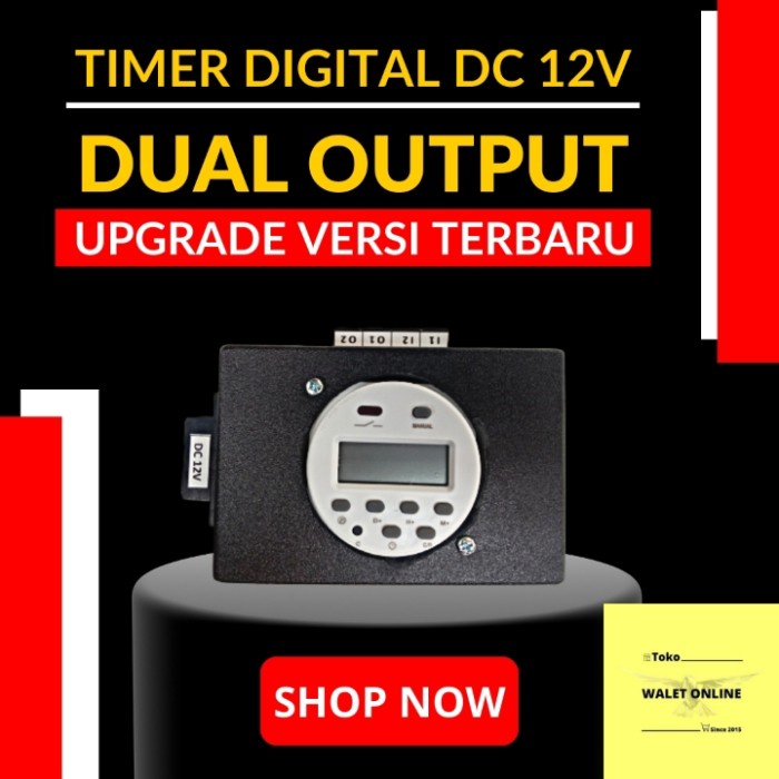 Jual Timer 12V Dc 2 Output Programable Switch Auto On/Off Timer Dc ...