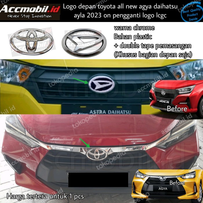 Jual Logo Depan All New Toyota Agya Daihatsu Ayla Pengganti Logo Lcgc ...
