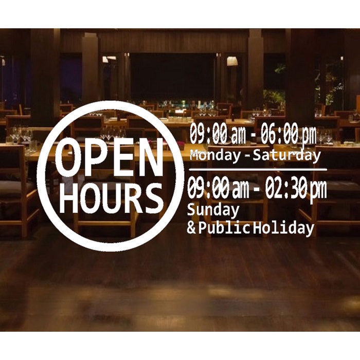 Jual Stiker Kaca Dinding Cafe Toko Office Cutting Sticker Open Hours ...