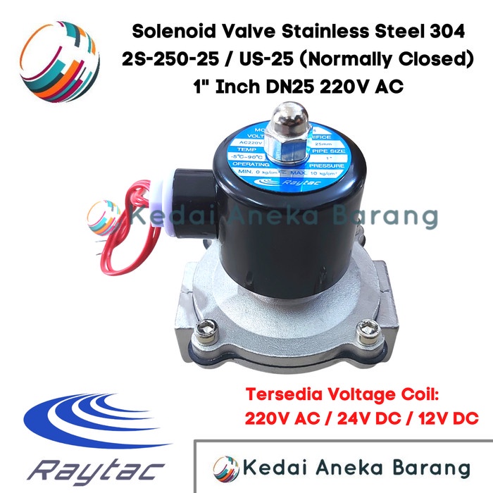 Jual Solenoid Valve 1" 1 Inch Stainless Steel 220V AC 220VAC NC 2S-250-25 | Shopee Indonesia