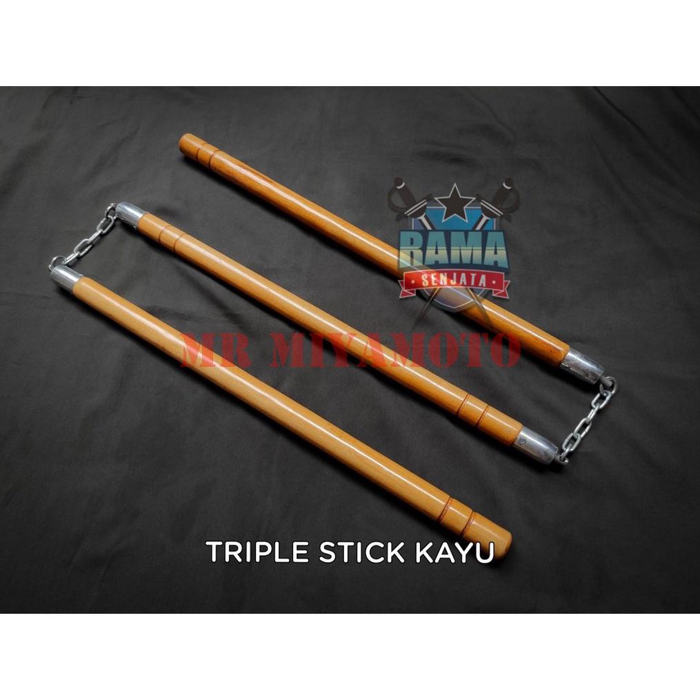 Jual Triplestick Triple Stick Sansetsukon Nunchaku KAYU Tiga Batang ...