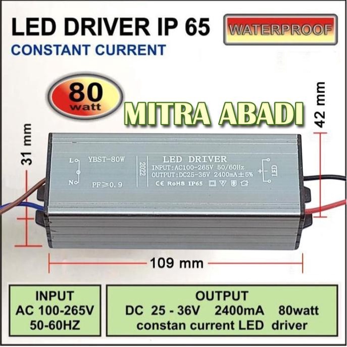 Jual Guid Led Driver 80 Watt 2400 Ma Casing Besi Waterproof | Shopee ...