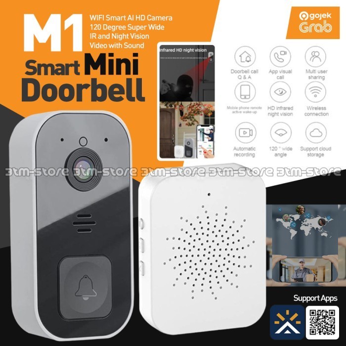 Jual Promo Bel Rumah Smart Doorbell M1 Wireless Wifi App Bell Pintu ...