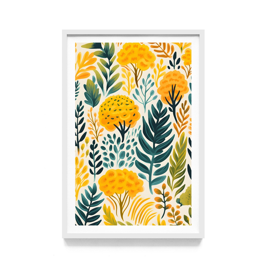 Jual Poster bingkai kayu estetik lukisan print Floral tropical ...