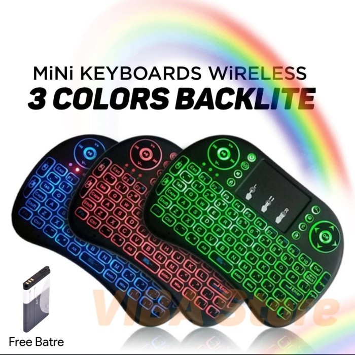 Jual MINI KEYBOARDS I8 WIRELESS THREE COLORS BACKLITE AIR MOUSE ...