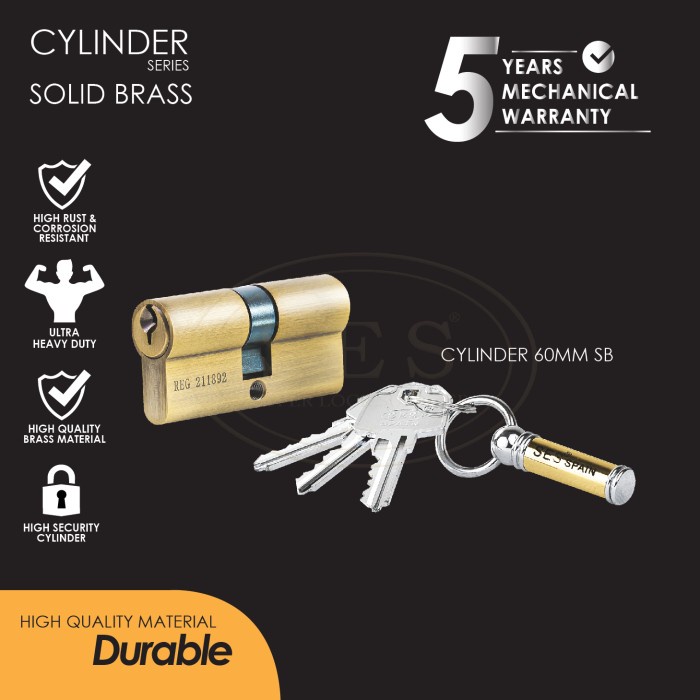 Jual Silinder Kunci - Cylinder SES 60mm DK (Double Key) SB | Shopee ...