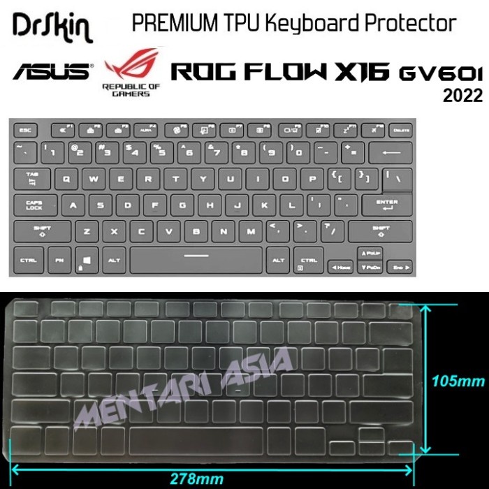 Jual Keyboard Protector ASUS ROG FLOW X16 GV601 - DrSkin PREMIUM TPU ...