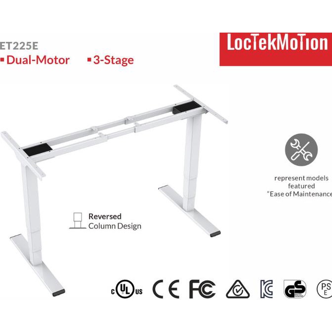 Jual Loctek Adjustable Desk Et225E 3 Stage Dual Motor Hitam Kaki+Papan ...