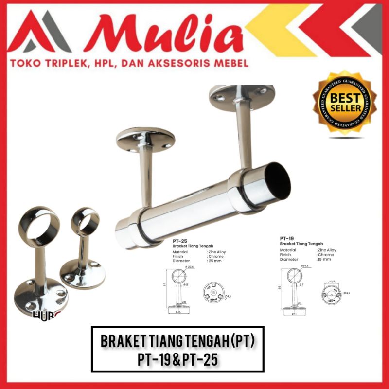 Jual HUBEN Bracket Tiang Pipa Bulat Tembus / Tengah PT 19 PT 25 ...