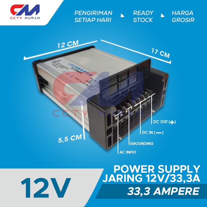 Jual Power Supply CCTV LED 12V Indoor/Outdoor 33.3A 400W Bergaransi ...