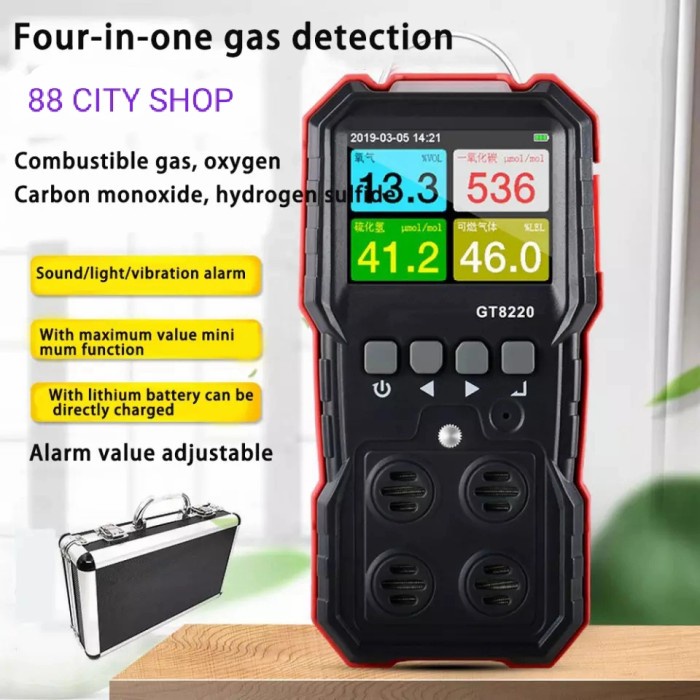Jual Multi Gas Detector 4 In 1 H2S Co O2 Ex/Lel Gas Sensor Meter Detektor | Shopee Indonesia