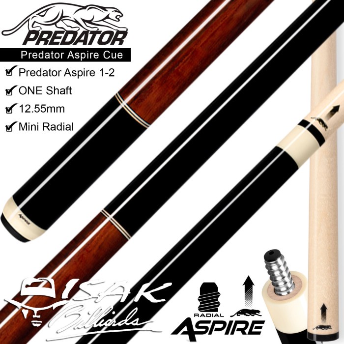 Jual Predator Aspire 1-2 Pool Cue low Deflection Radial Stick Billiard ...