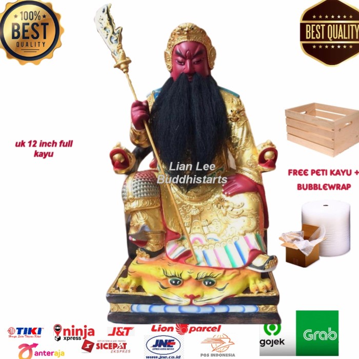 Jual [Original] Patung Dewa Kwankong Guanyu Kuan Kong Full Kayu 12 Inch ...