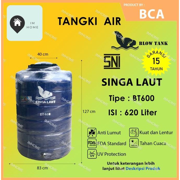 Jual Tangki / Toren Air Singa Laut 600 Liter Anti Lumut Blow Tank 500 ...