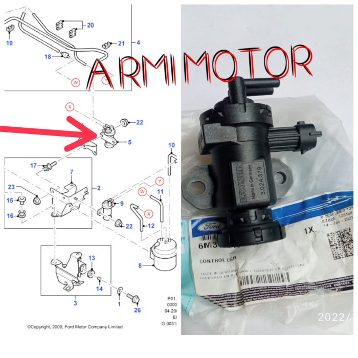Jual Selenoid Ford Everest Vacum Egr Ranger 2.5 / 3.0 cc TDCI Original ...