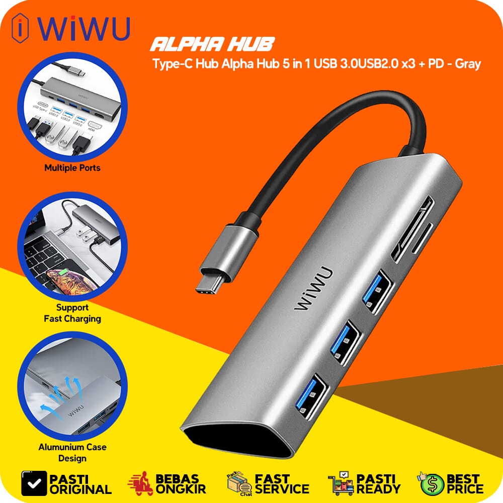 Jual WIWU High Speed Type C Hub 5 in 1 Adapter Windows Mac Linux USB 3.0 PD | Shopee Indonesia