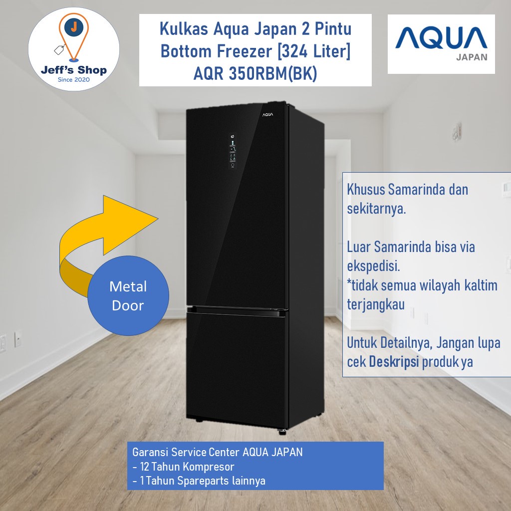Jual Kulkas Aqua Japan 2 Pintu Bottom Freezer [324 Liter] AQR 350RBM(BK ...