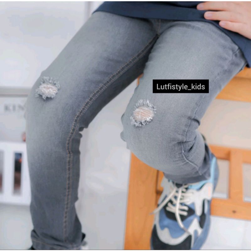 Jual Celana Jeans Anak Panjang Model Ripped Warna Abu Abu Stylish Ootd Keren Usia 1 Tahun Sampai ...