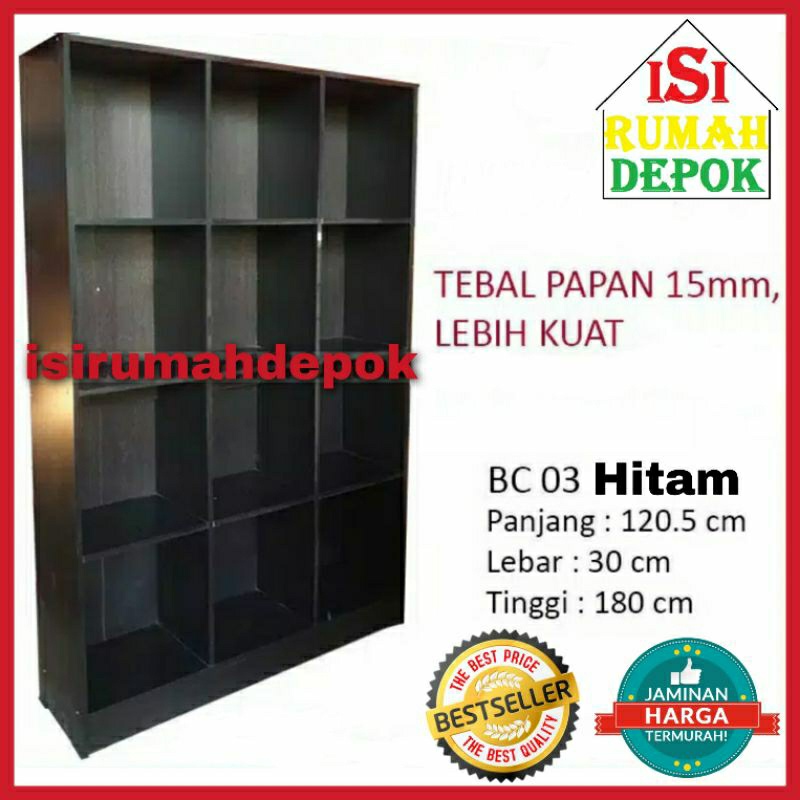 Jual Lemari Buku Kayu / Rak Buku Kayu Jumbo 4 Susun 12 Sekat | Shopee ...