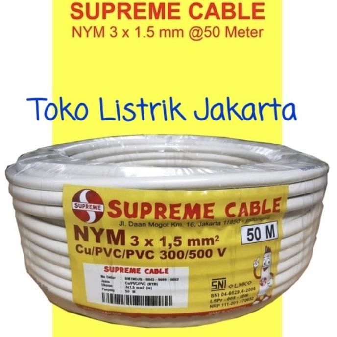 Jual Kabel Listrik Nym 3X1,5Mm Supreme 3 X 1.5Mm 50M 50 Meter Kawat Tembaga | Shopee Indonesia