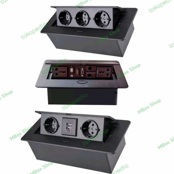 Jual Stop Kontak Meja Meeting Tanam 3 Socket Power 2 Stop Usb ...