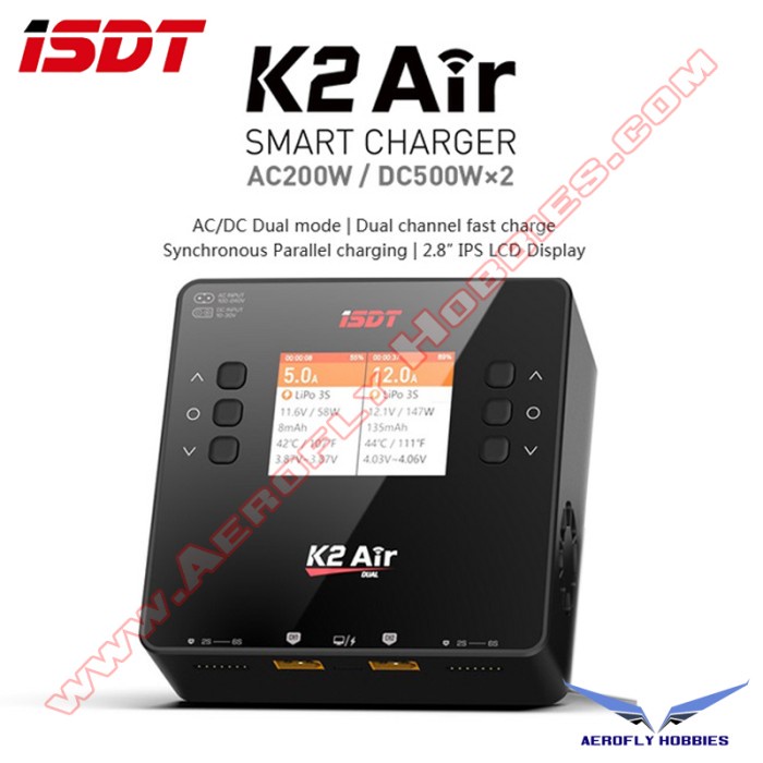 Jual ISDT K2 AIR AC/DC DUAL PORT CHARGER DISCHARGER 1-6S LIPO BATTERY | Shopee Indonesia