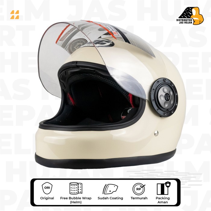 Jual Id- Helm Hbc Apolo Gringgo Solid Cream Glossy | Shopee Indonesia