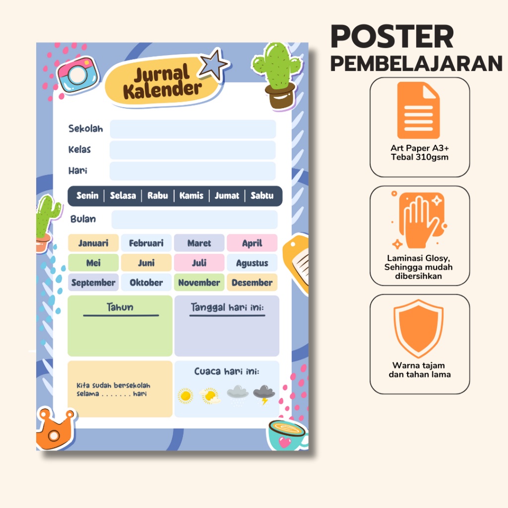 Jual Bu Guru Ria - Poster Jurnal Kalender Untuk Ruang Kelas | Shopee ...